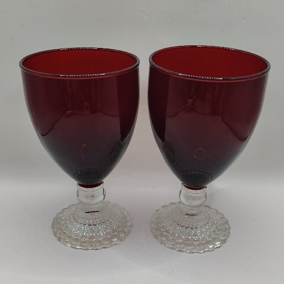Anchor Hocking | Dining | Vintage Anchor Hocking Bubble Foot Royal Ruby ...